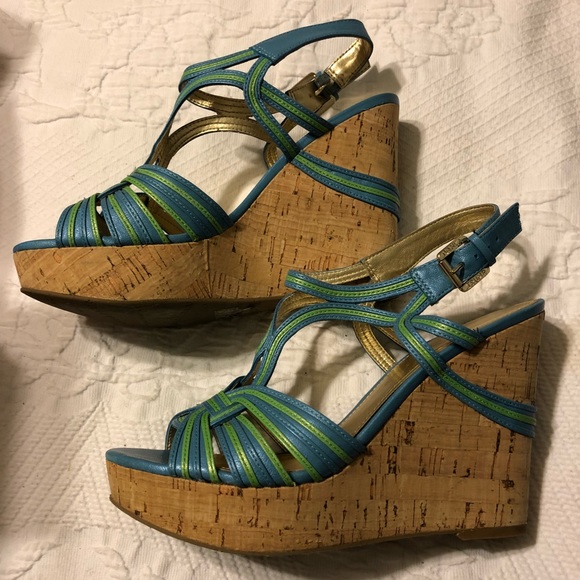 Ivanka Trump | Shoes | Like New Ivanka Trump Blue Green Wedges | Poshmark